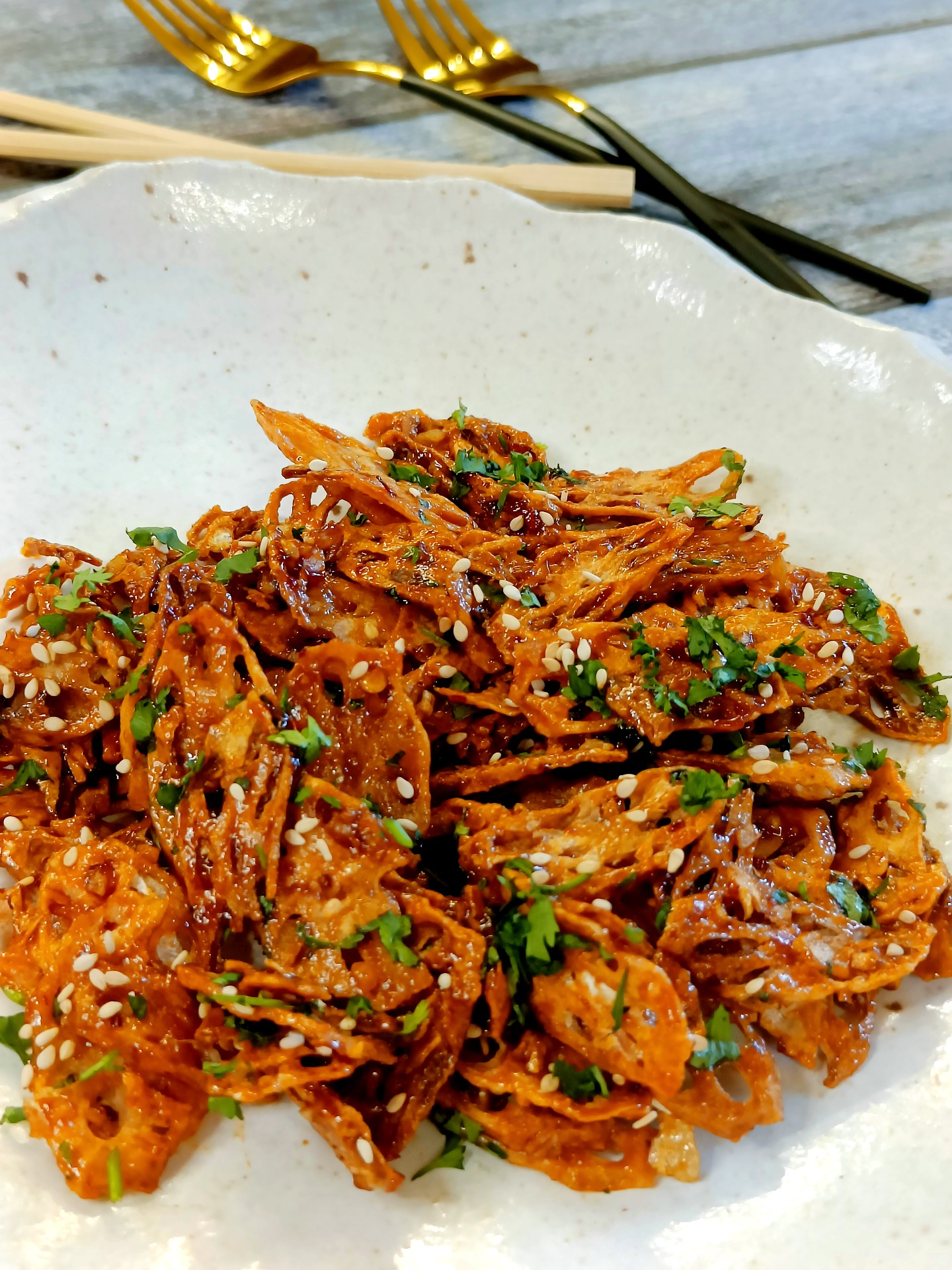 Crispy Honey Chilli Lotus Stem - tina's kitchen diaries